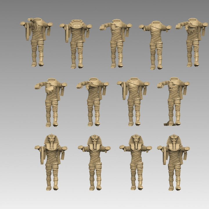 3D Printable Mummy Pack 3 by Sharedog Miniatures
