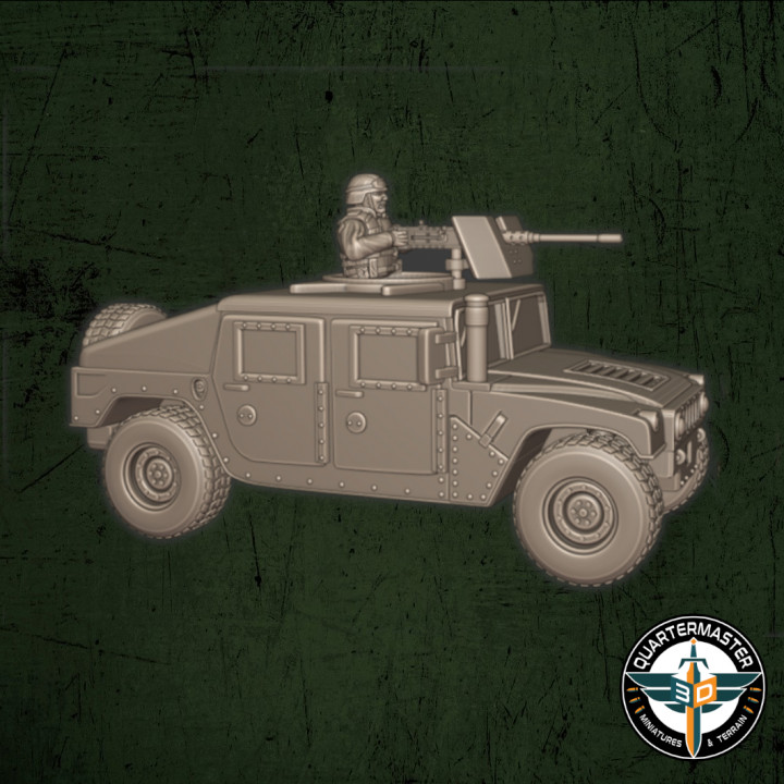 3D Printable HMMWV / HUMVEE with Multiple Turret Options by Quartermaster3D
