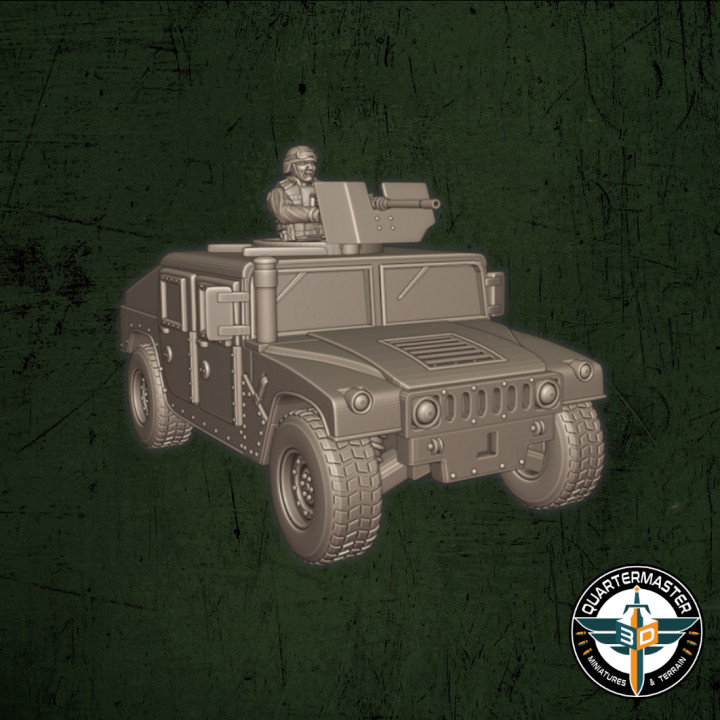 3D Printable HMMWV / HUMVEE with Multiple Turret Options by Quartermaster3D