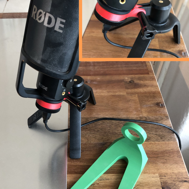 3D Printable Rode Mic-Adapter and horizontal mount by Oliver