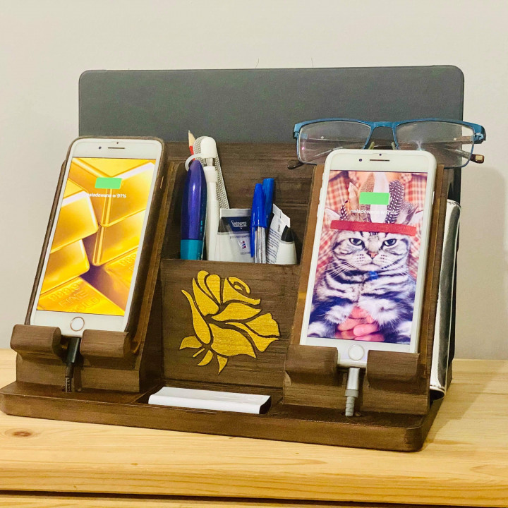 3D Printable Wooden Phones Docking Station / Desk Organiser (Support ...