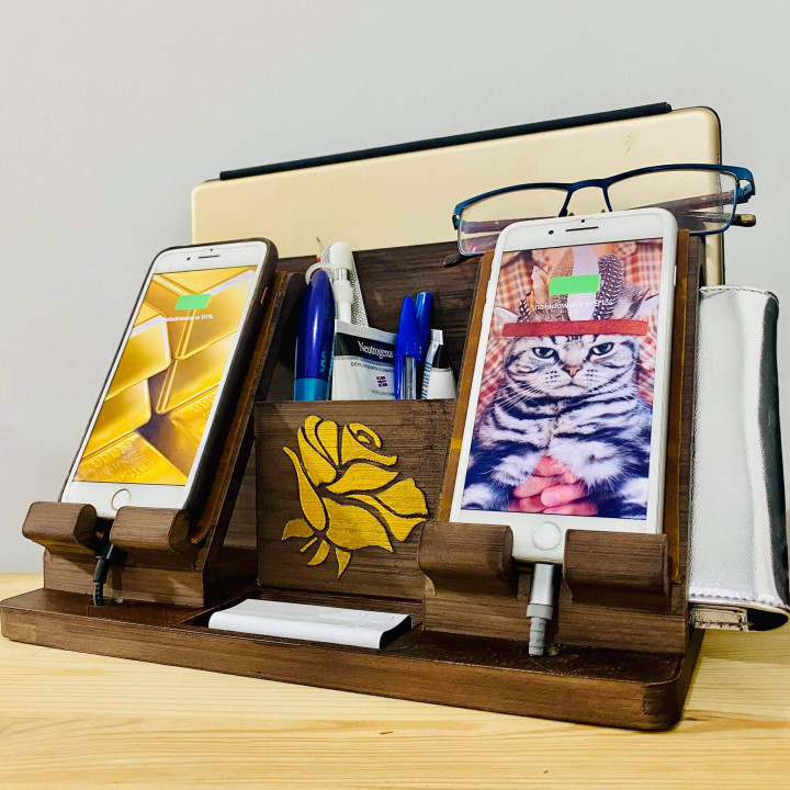 3D Printable Wooden Phones Docking Station / Desk Organiser (Support ...