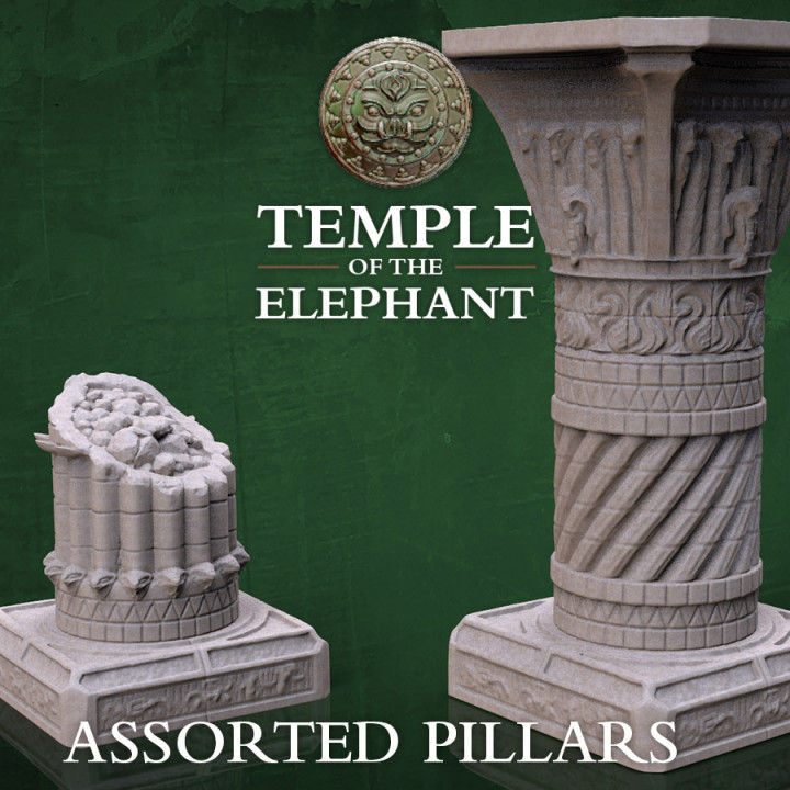 3D Printable Temple pillars set - Temple of the Elephant by Gadgetworks