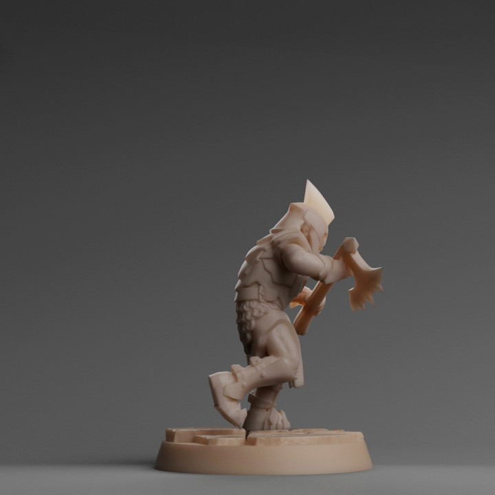 3D Printable Goblin captain with axe by The Mines