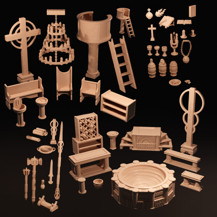 3D Printable Church and Temple Objects and Props by Making Tlon