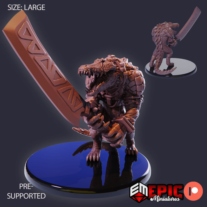 Alligator Warrior 🐊 Crocodile Folk Warrior Hammer ‧ DnD Miniature