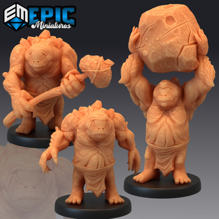 3D Printable Dwarf Cyclops Set / One Eye Stone Creature / Angry Swamp ...