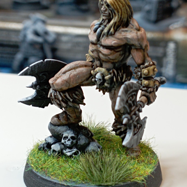 3D Print of (0017) Male human half-orc barbarian with swords and axes ...
