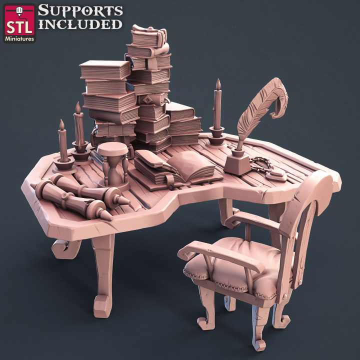 3D Printable Wizard Desk by STL Miniatures
