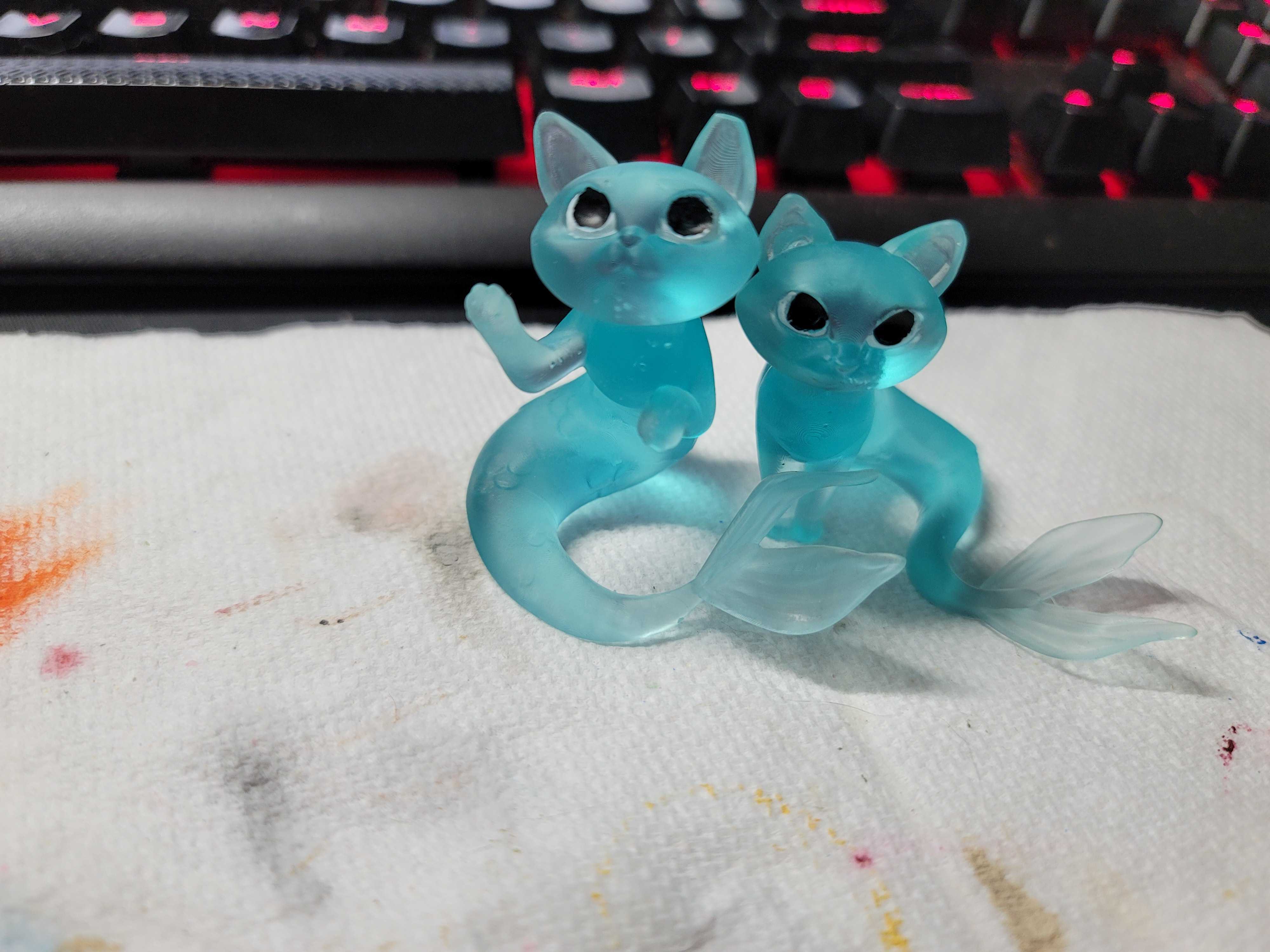3D Printable Cute Mer Cats (Purrmaids!) by Kawna Minis