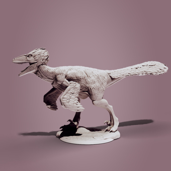 3D Printable Feathered Utahraptor by clynche art