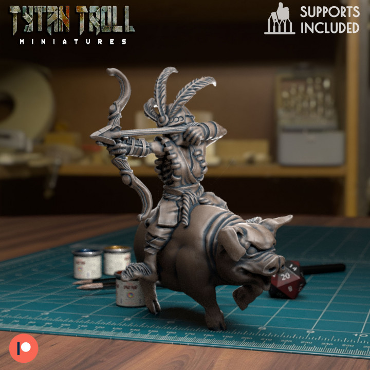 3D Printable Halfling Hog Rider [Pre-Supported] by TytanTroll Miniatures