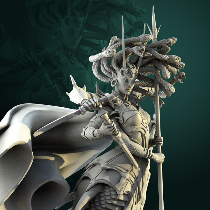 3D Printable Medusa heroic miniature 32mm and 75mm pre-supported by ...