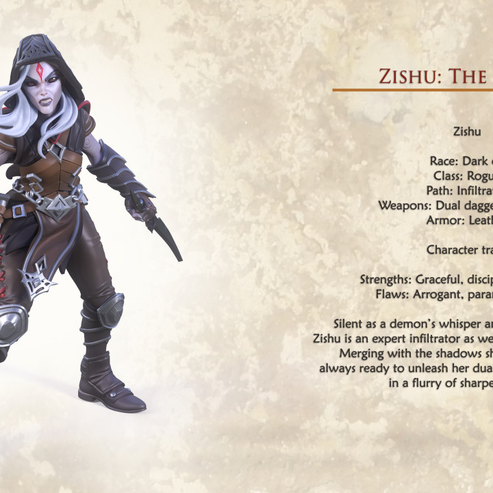 3D Printable Zishu The Rogue - Idle and Action Pose by Ronin Arts Workshop