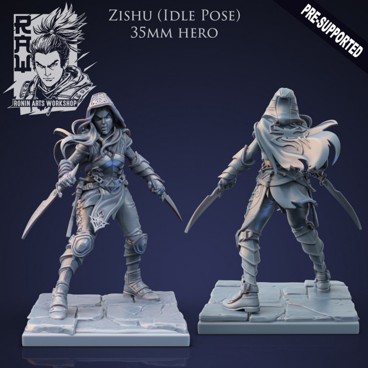 3D Printable Zishu The Rogue - Idle and Action Pose by Ronin Arts Workshop