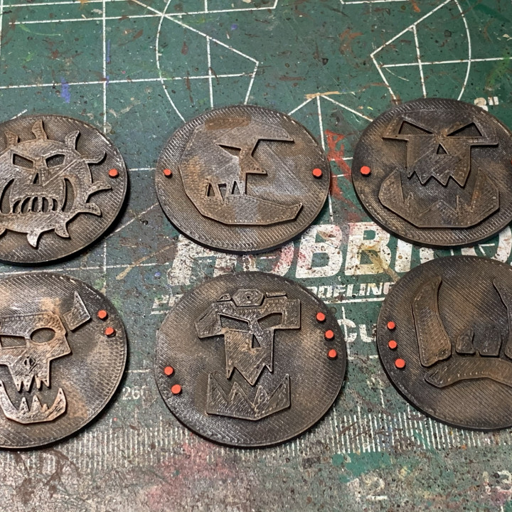 3D Printable Space Ork Objective Markers by Sean G