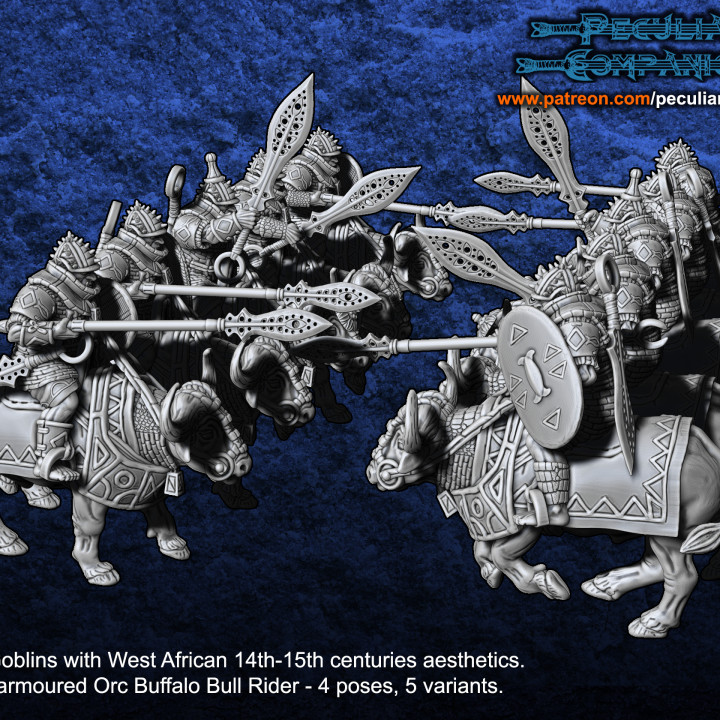 3D Printable West African Orcs & Goblins - Orc Cavalry by Erramir Orlans