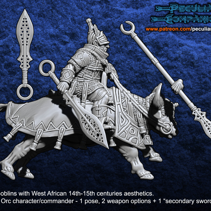 3D Printable West African Orcs & Goblins - Orc Mounted Commander by ...