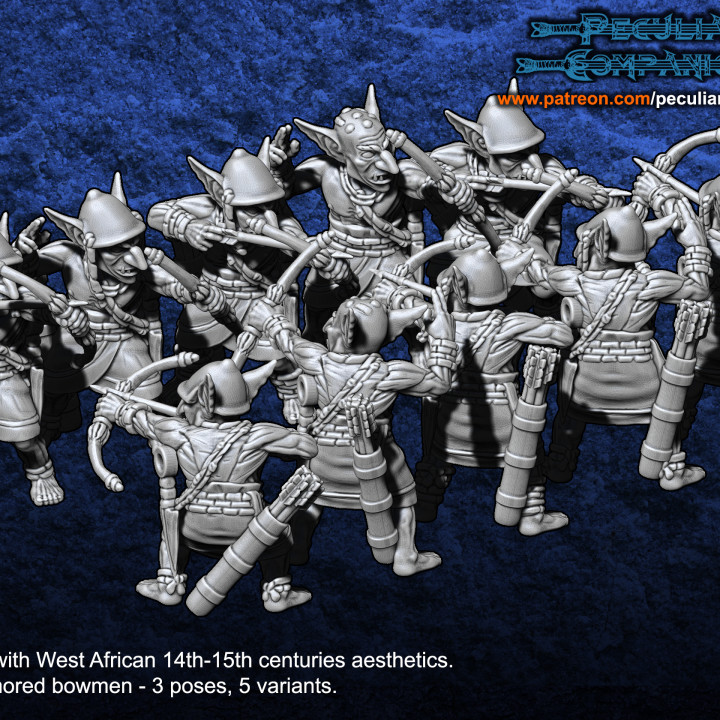 3D Printable West African Orcs & Goblins - Goblin Bowmen by Erramir Orlans