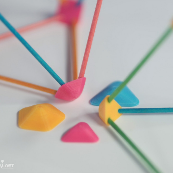 3D Printable Platonic Solid Toys (Polyhedron Connecter with wooden bars ...