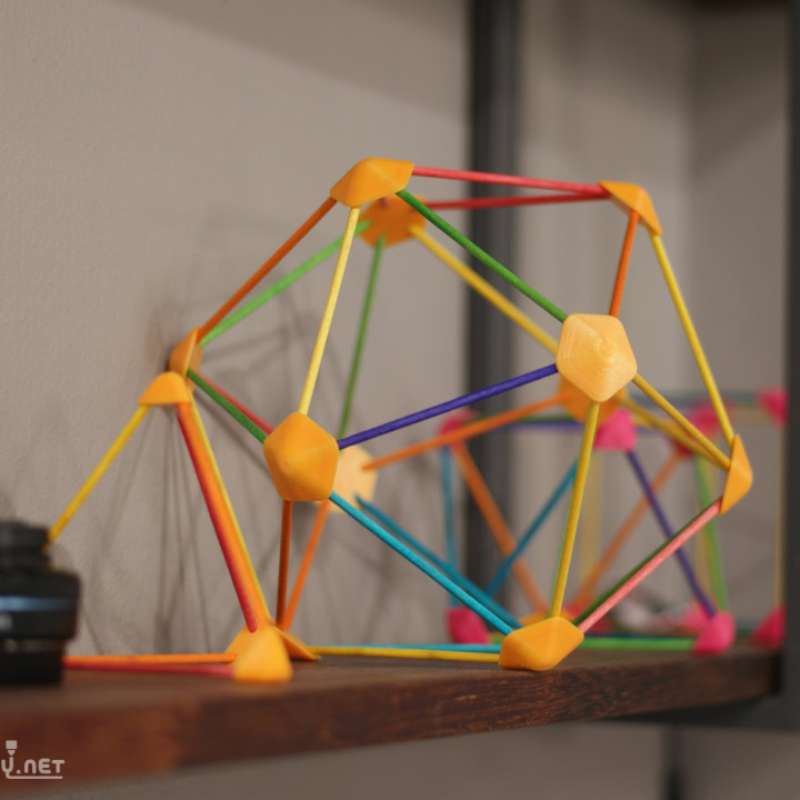 3D Printable Platonic Solid Toys (Polyhedron Connecter with wooden bars ...