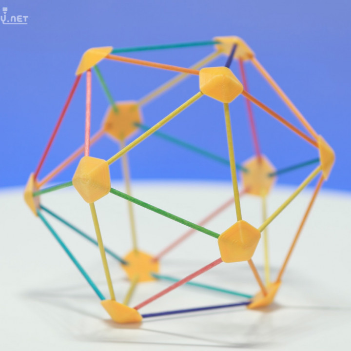 3D Printable Platonic Solid Toys (Polyhedron Connecter with wooden bars ...