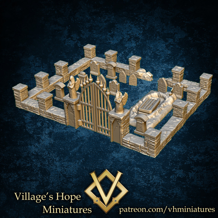 3D Printable graveyard set by Village's Hope Miniatures