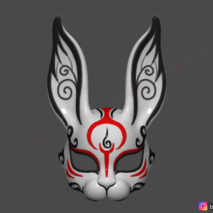 3D Printable Japanese Rabbit Mask - Fox Mask - bunny Mask - Demon ...