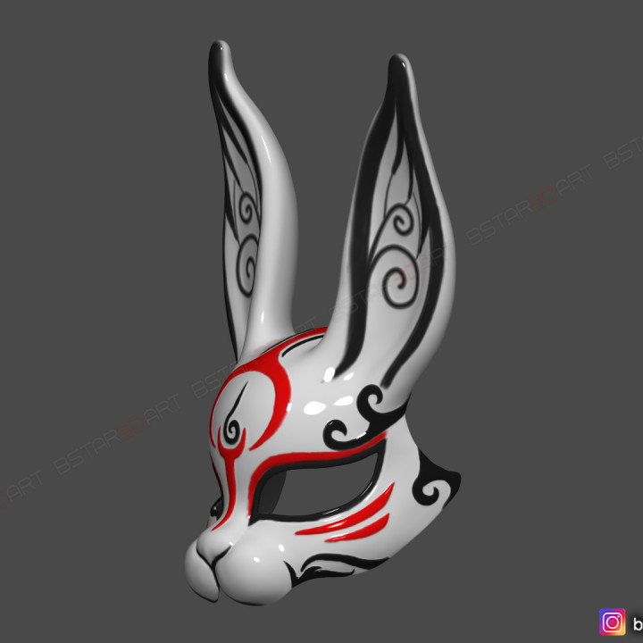 3D Printable Japanese Rabbit Mask - Fox Mask - bunny Mask - Demon ...