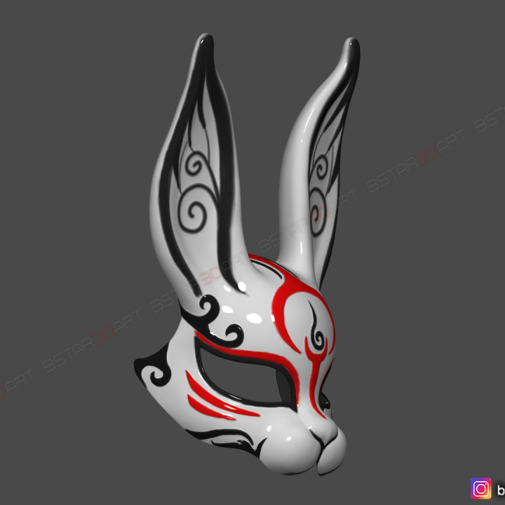 3D Printable Japanese Rabbit Mask - Fox Mask - bunny Mask - Demon ...