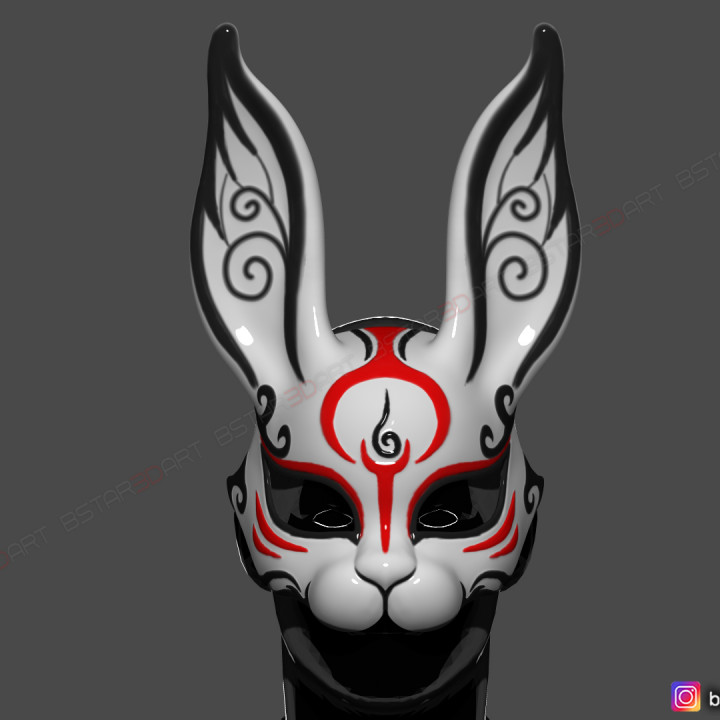 3D Printable Japanese Rabbit Mask - Fox Mask - bunny Mask - Demon ...