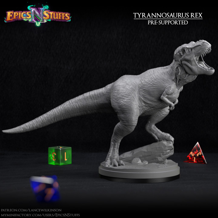 3D Printable Tyrannosaurus Rex Miniature - Pre-Supported by Epics N Stuffs