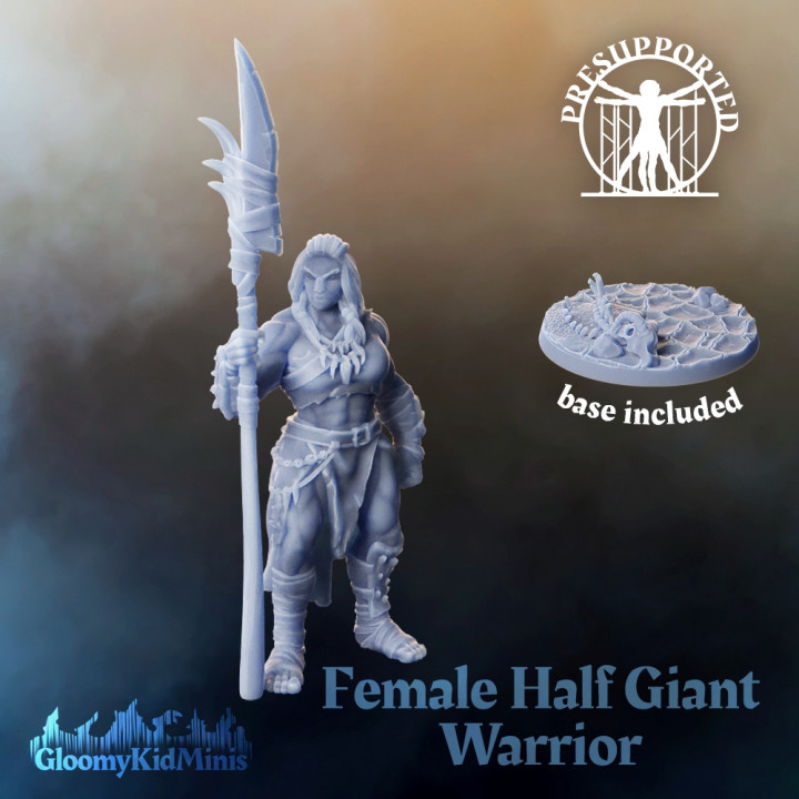 3D Printable Female Half-Giant Warrior by GloomyKidMinis