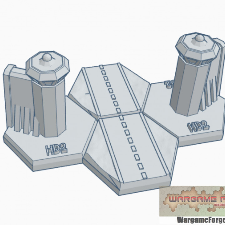 3D Printable Hex Map Scale Level 2 Walls Set A by Wargame Forge