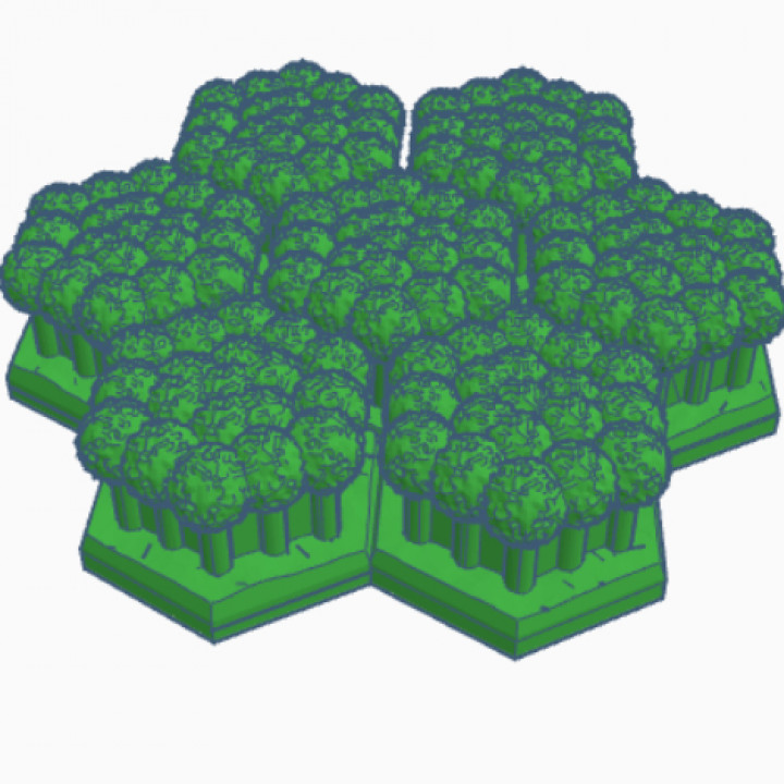 3D Printable Light Forest 4 and 7 Hex Tile Clusters, Hex Map Scale ...