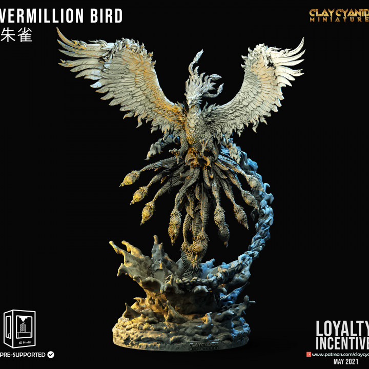 3D Printable Vermillion Bird by Clay Cyanide Miniatures