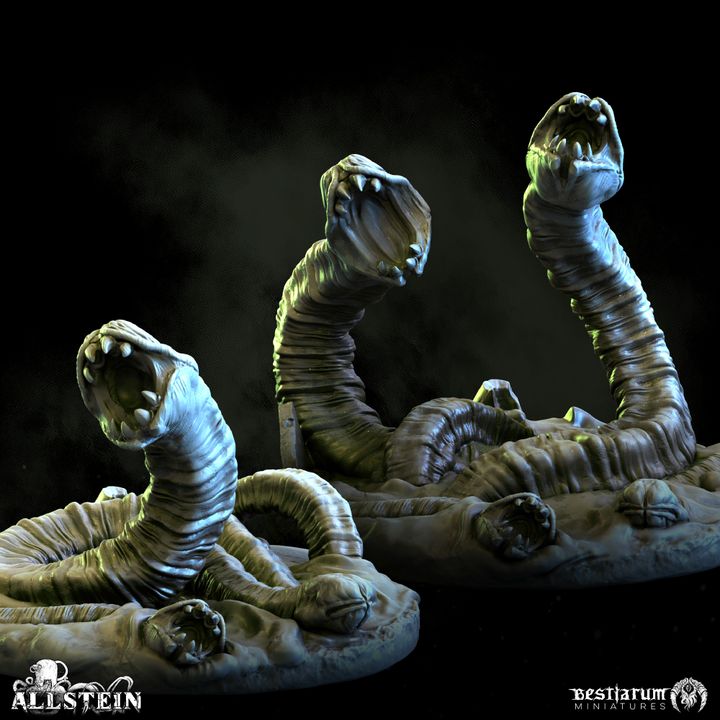 3D Printable Swamp Leeches x2 by Bestiarum Miniatures