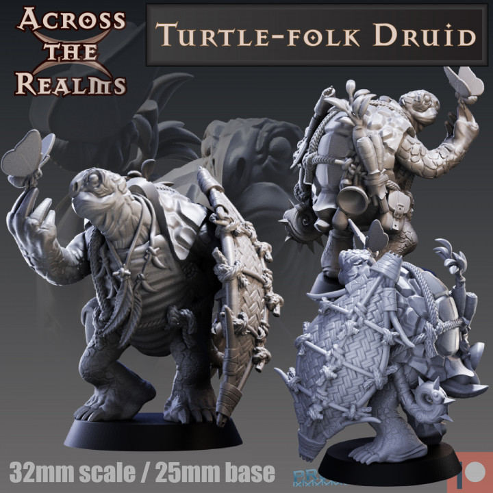 3D Printable Turtle-Folk Druid by Across the Realms