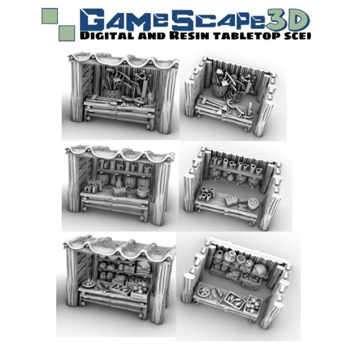 3D Printable Merchant Stand with Slide in walls and tabletop variations ...