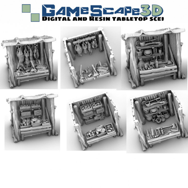 3D Printable Merchant Stand with Slide in walls and tabletop variations ...