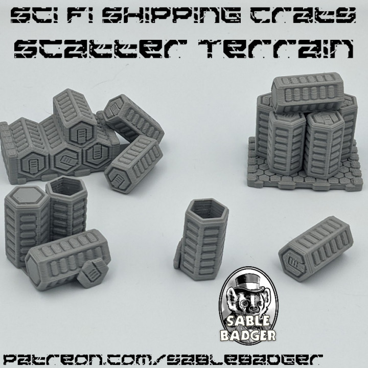 3D Printable Sci Fi Shipping Crates - Scatter Terrain by brander roullett