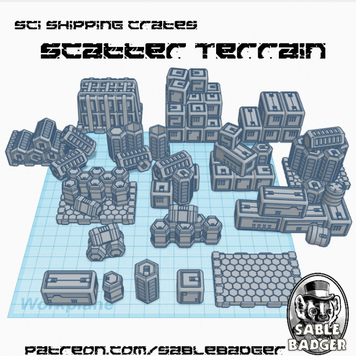 3D Printable Sci Fi Shipping Crates - Scatter Terrain by brander roullett