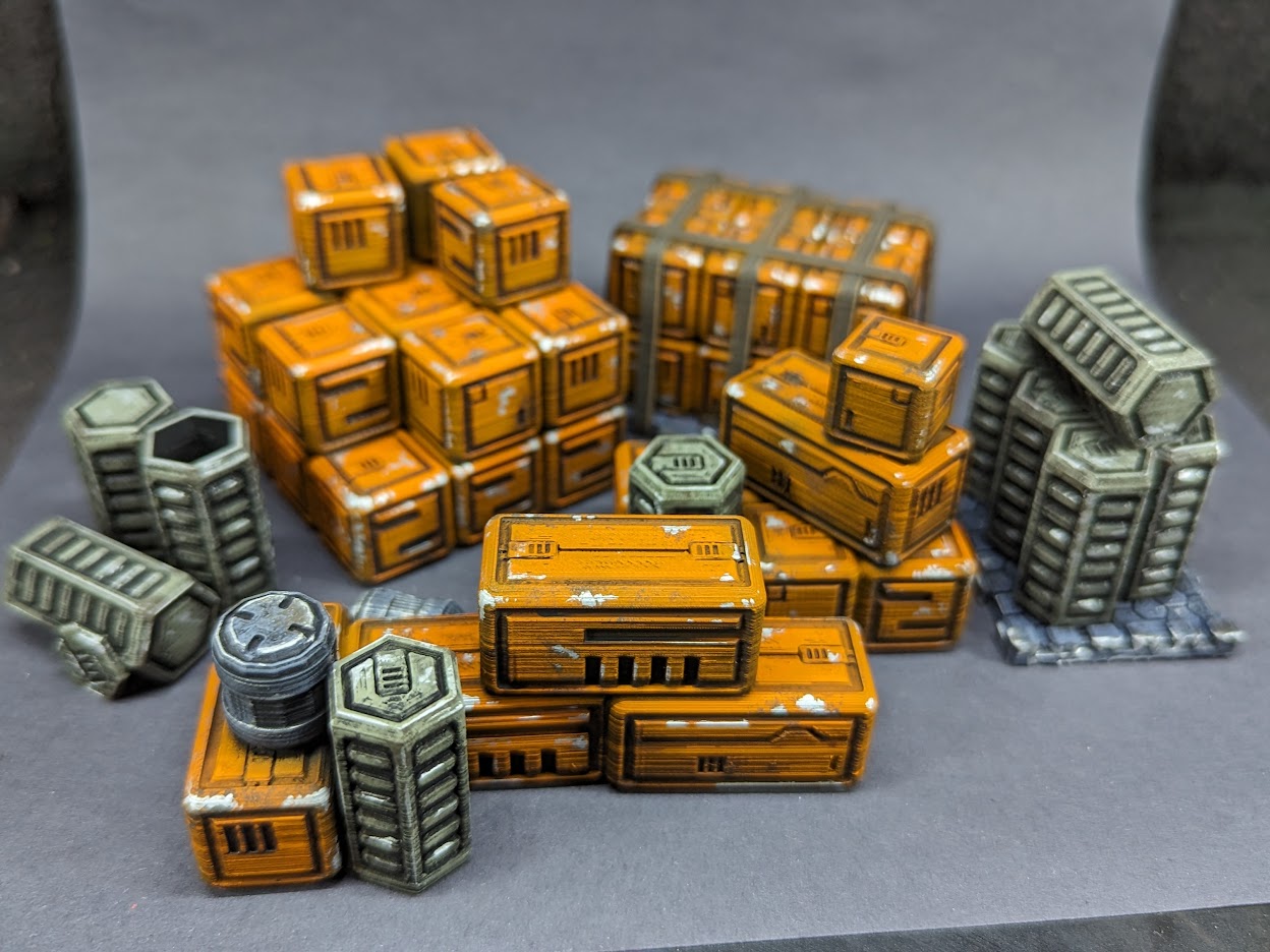 3D Printable Sci Fi Shipping Crates - Scatter Terrain by brander roullett