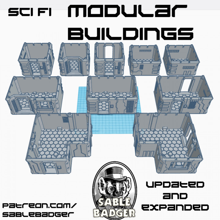 3D Printable Sci Fi - Modular Buildings set 1 by brander roullett
