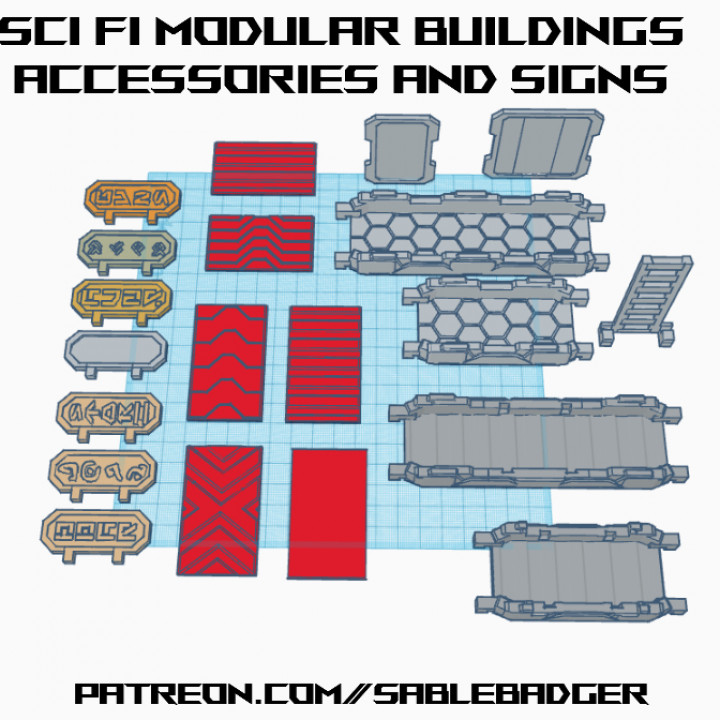 3D Printable Sci Fi - Modular Buildings set 1 by brander roullett