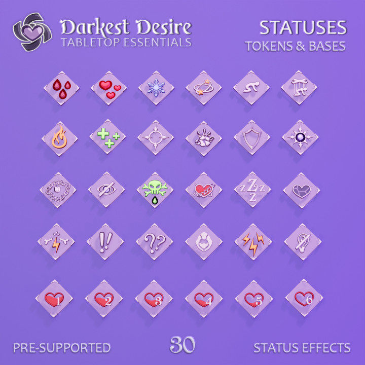 3D Printable Premium Tokens - Full Set by Darkest Desire