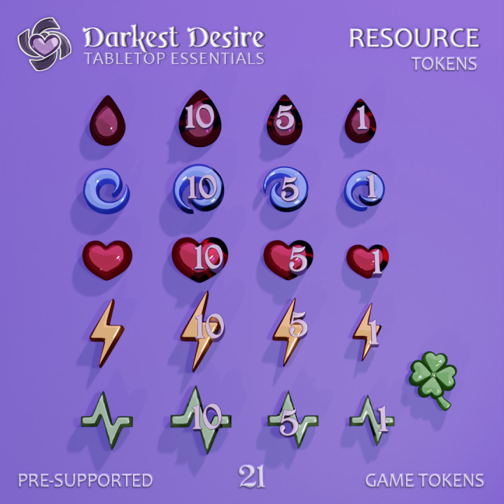 3D Printable Resource Tokens by Darkest Desire