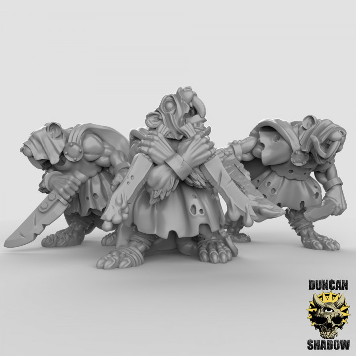 3D Printable Rat Folk Gutter Runners (pre supported) by Duncan Shadow