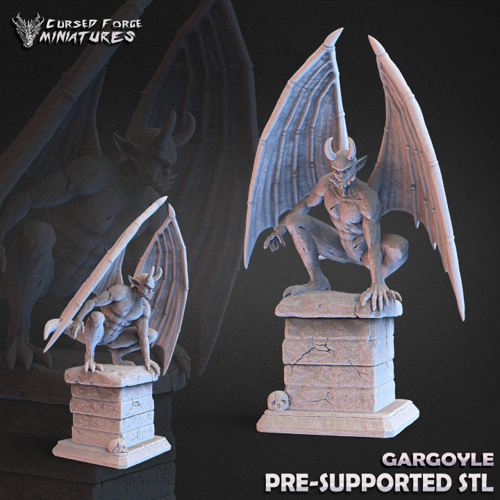 3D Printable Gargoyle (supported) by Cursed Forge Miniatures