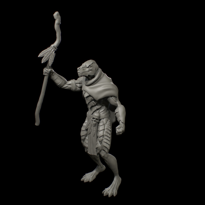 3D Printable Lizardfolk Shaman by Jeremy Smith